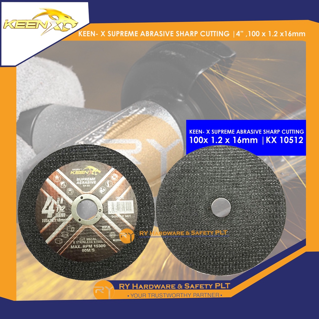 KEEN- X SUPREME ABRASIVE SHARP CUTTING | KX10512 | 4” ,100 x 1.2 x16mm ...