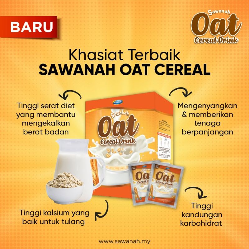 Sawanah Oat Cereal / Instant Oat Drink (15 sachet x 25gm) | Shopee Malaysia