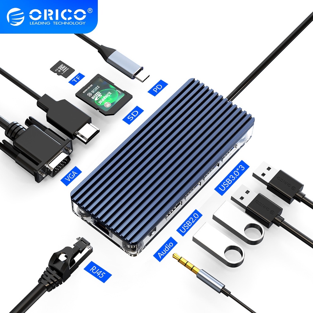 ORICO USB C HUB Type C to Multi USB 3.0 PD RJ45 Carder Reader Dock ...