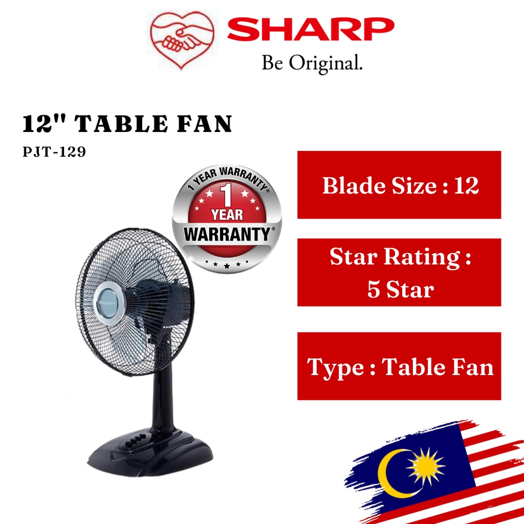 Sharp Table Fan 12" / 16" PJT129//PJT169 Strong Wind Kipas Meja Murah ...