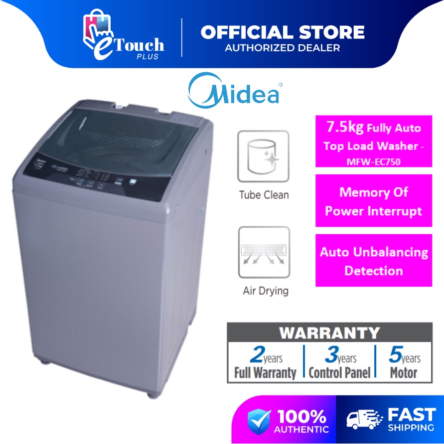 Midea Top Load Fully Auto Washing Machine (7.5kg) MFW-EC750 / MFW-752S ...
