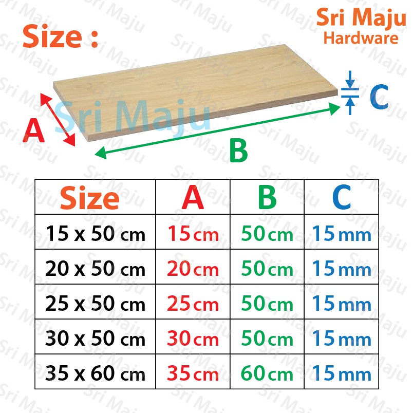 MAJU 15mm Thick Laminated Plywood Timber Wood Shelf Board Triplek Papan ...