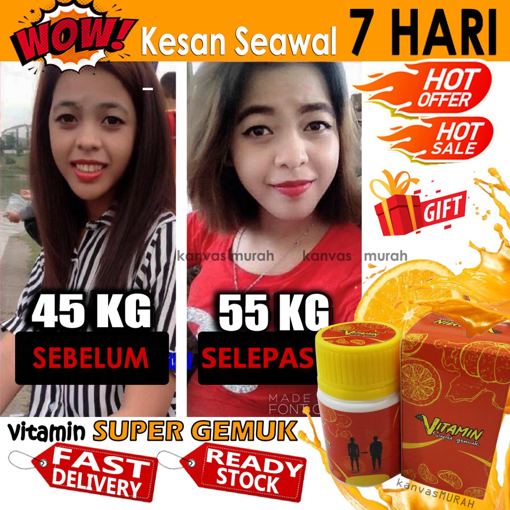 🔥 BERKESAN !🔥VITAMIN SUPER GEMUK weight gain ubat gemuk meningkatkan ...
