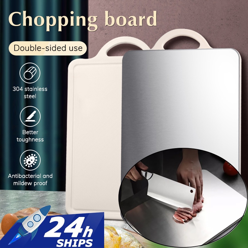 【Ready Stock】Dual Sided Chopping Board 304 Stainless Steel Grade PP ...