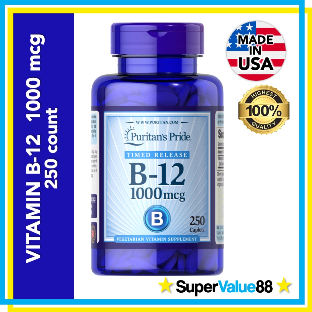 NEW Puritan's Pride Timed Release Vitamin B12 250 Count, 1000 mcg - Immune Health for Men Women ...