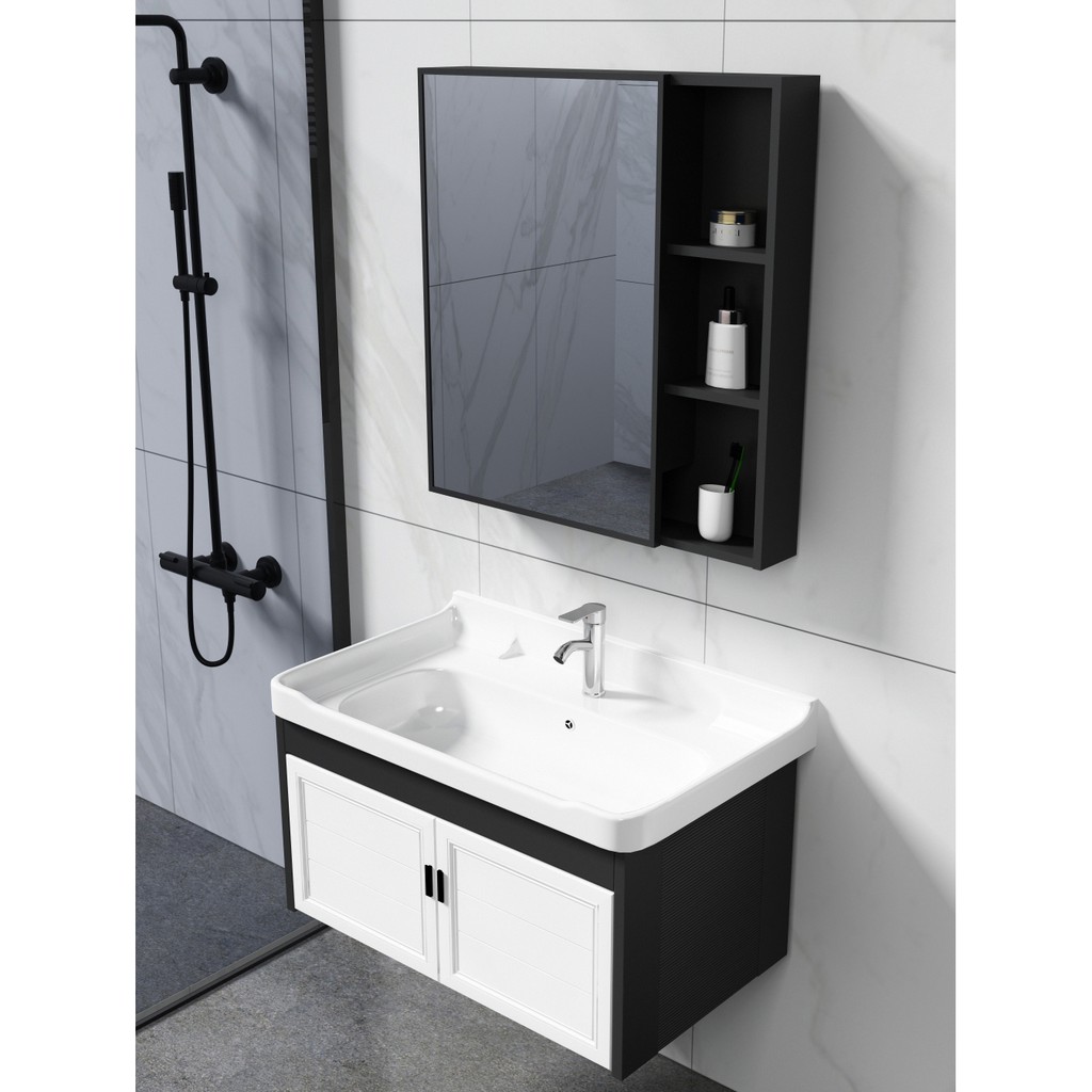 Space aluminum bathroom cabinet vanity cabinet combination washbasin ...