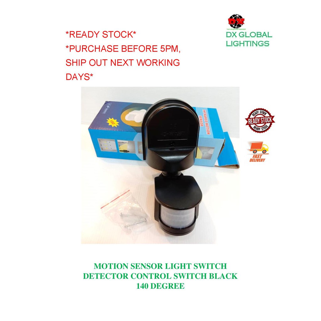 Infrared Switch Outdoor Motion Sensor 180° Detection Detector Plastic Black Shopee Malaysia
