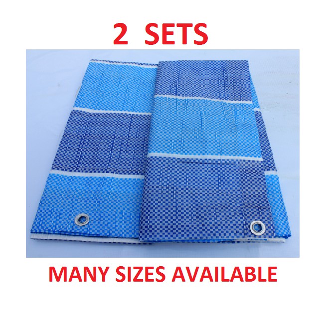 2 Sets Size XS Blue White Canvas PE Tarpaulin Sidewall Canopy Tent ...