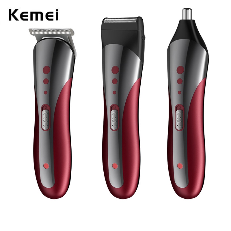 Kemei KM-1407 Men Rechargeable 3 in 1 Hair Trimmer Clipper Razor Nose ...