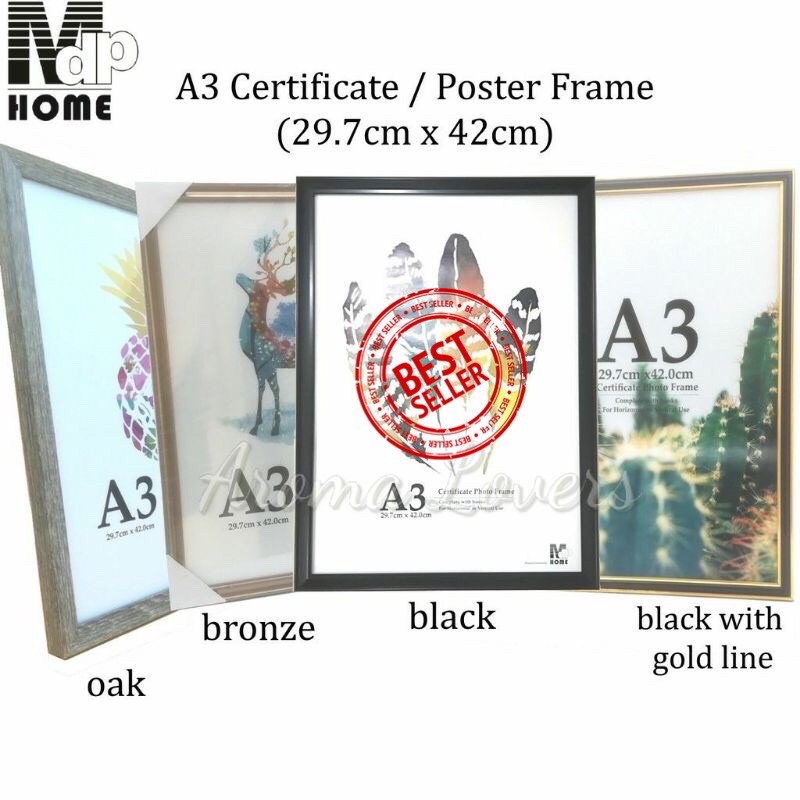 Premo A3 Black Frame with Glass Cover Photo Certificate Poster (42cm x ...