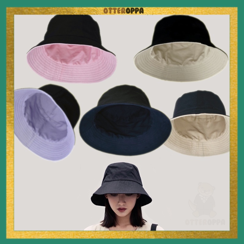 Double-Sided Multi Color Korean Street Cotton Bucket Hat Summer Women ...