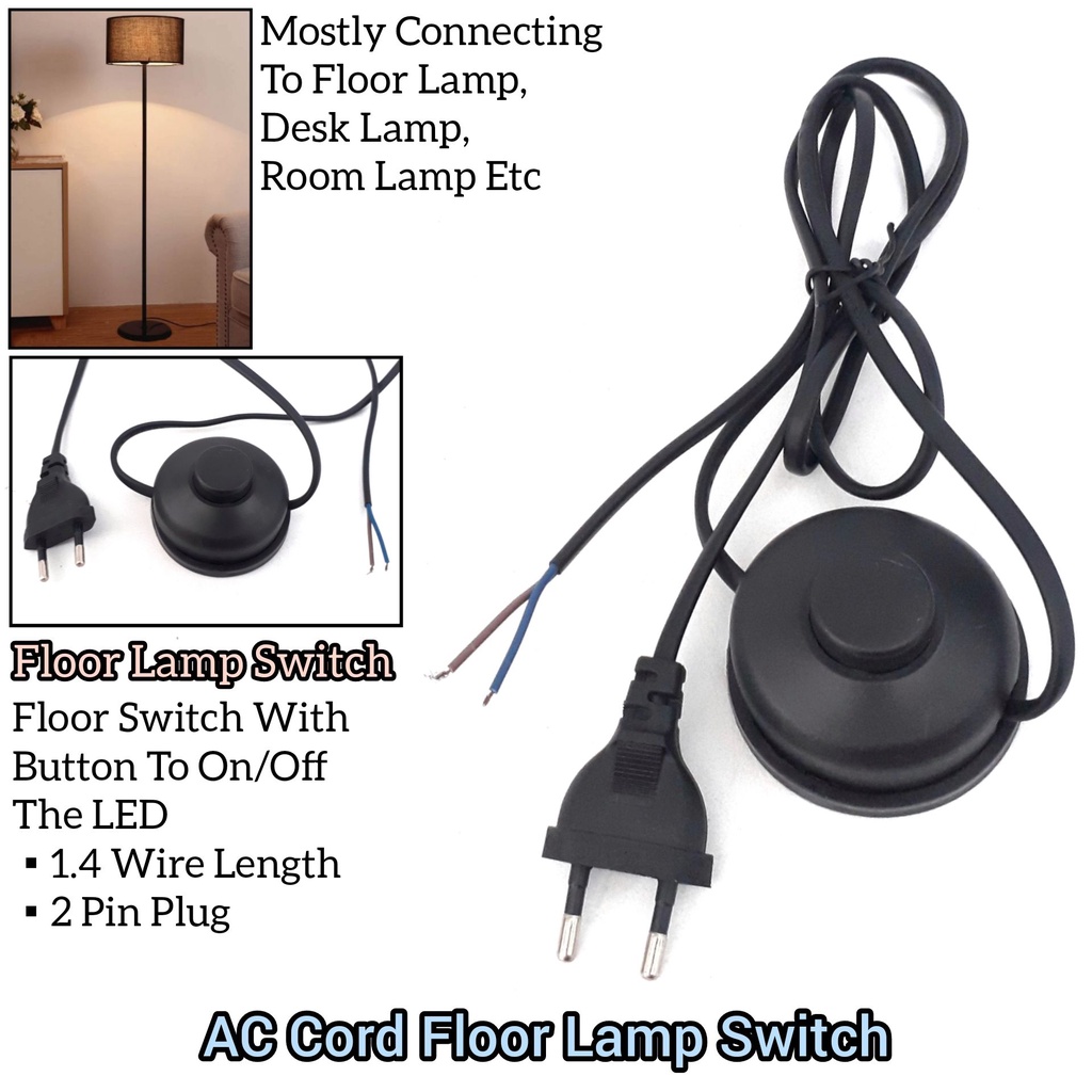 Floor Lamp Switch Power Cord Two-pin EU Plug Cable Wire Extension Cords ...