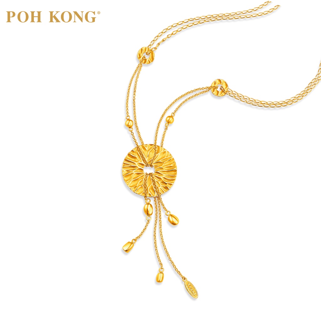 POH KONG 916/22K Gold Tranz Classic Textured Round Necklace (2020) | Shopee Malaysia