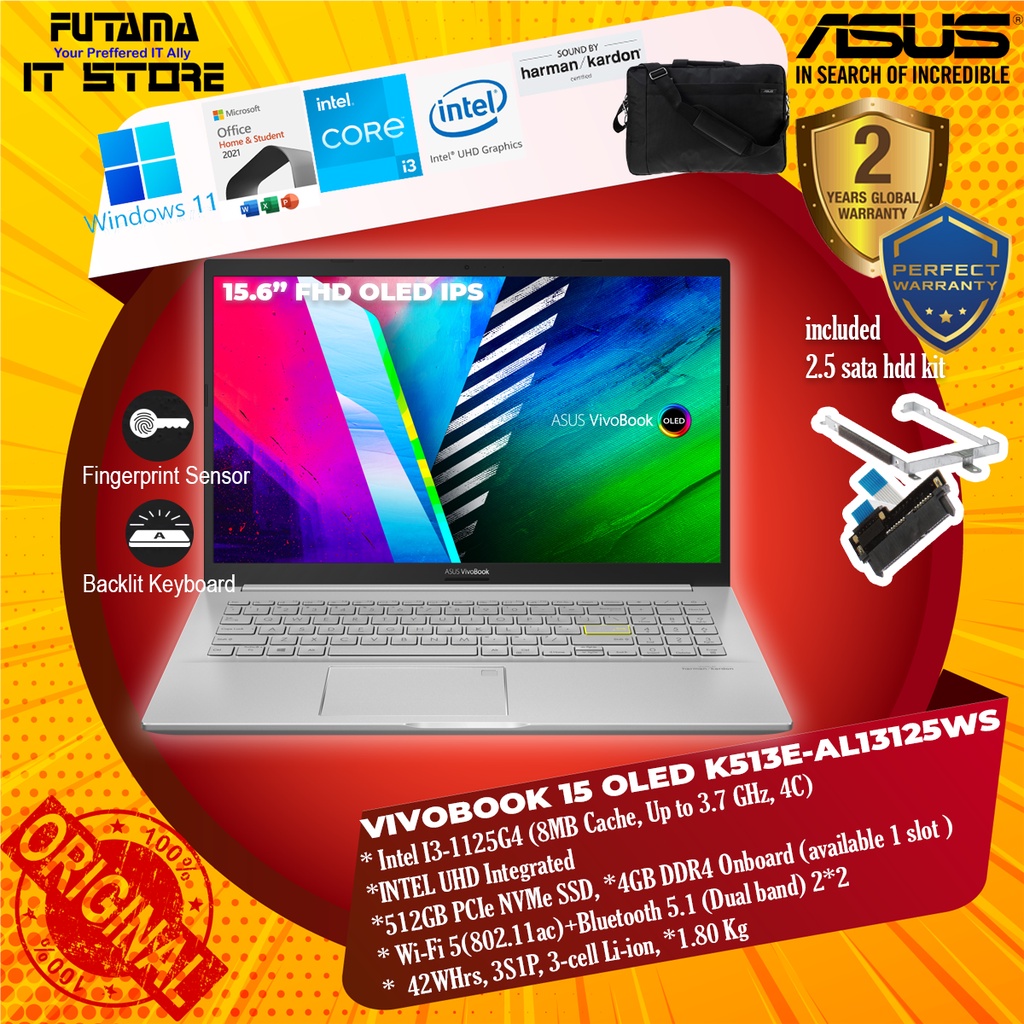 ASUS VIVOBOOK 15 OLED K513E-AL13125WS (15.6" FHD/Intel core i3-1125G4 ...