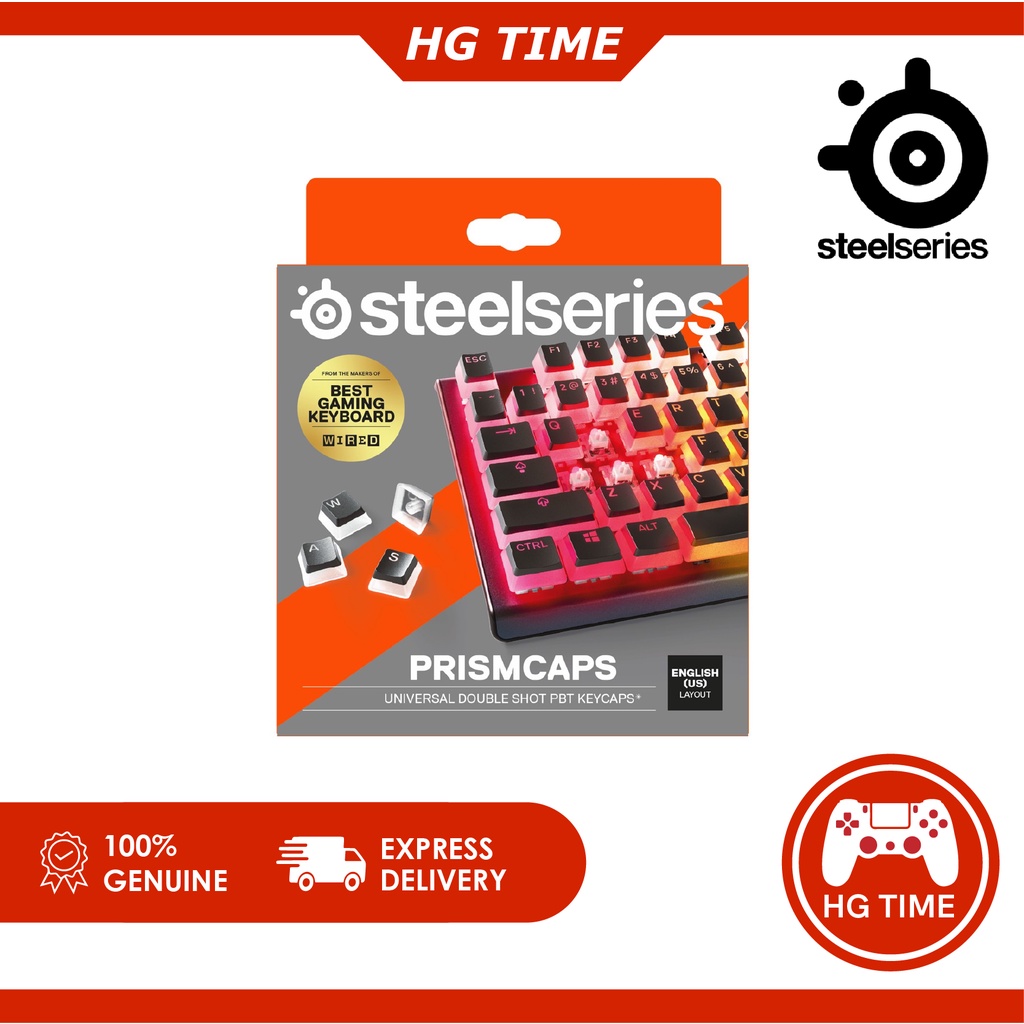 SteelSeries Prismcaps Double Shot PBT Keycaps - Black/White 60200/60203 ...