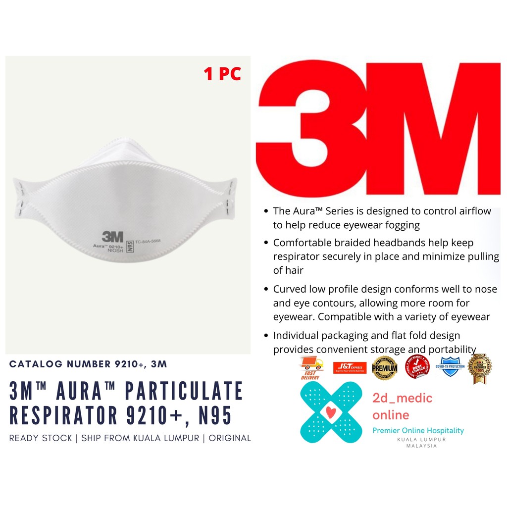 [SHIP_FROM_KL] [READY_STOCK] 3M AURA FACE MASK 9210+ N95 ORIGINAL 1PC ...