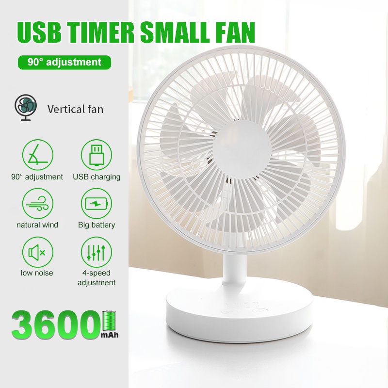 3600MA Table Fan Mini Desk Fan 4 Speed USB Desktop Fan Rechargeable Fan ...