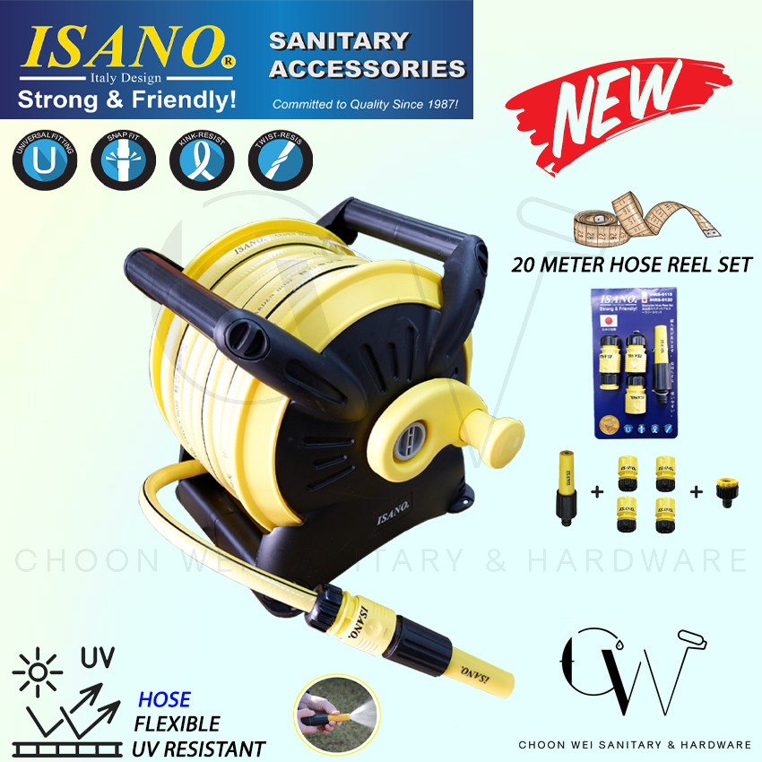 ISANO STACKABLE HOSE REEL SET 20METER WITH WALL MOUNTING getah paip ...