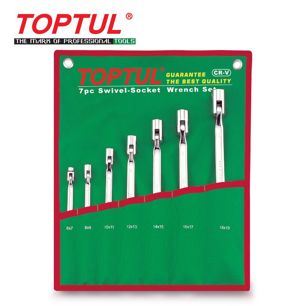 TOPTUL Double End Swivel-Socket Wrench Set - Green Pouch Bag (GAAA0704 ...