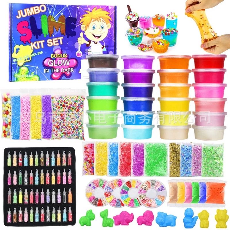 18 PCS JUMBO SLIME KIT CRYSTAL CLEAR SLIME SET KIT WITH ACCESSORIES DIY ...