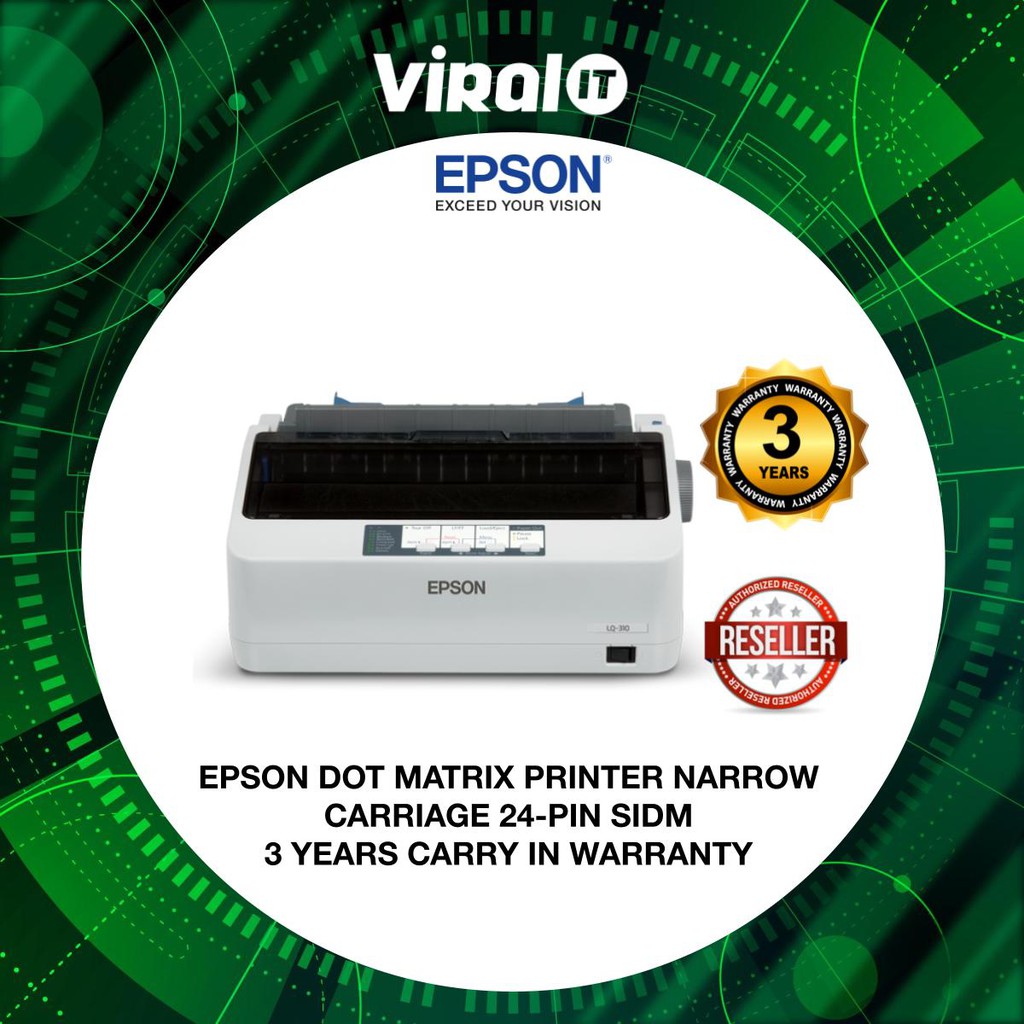 EPSON LQ-310 DOT MATRIX PRINTER NARROW CARRIAGE 24-PIN SIDM/3 YEARS ...