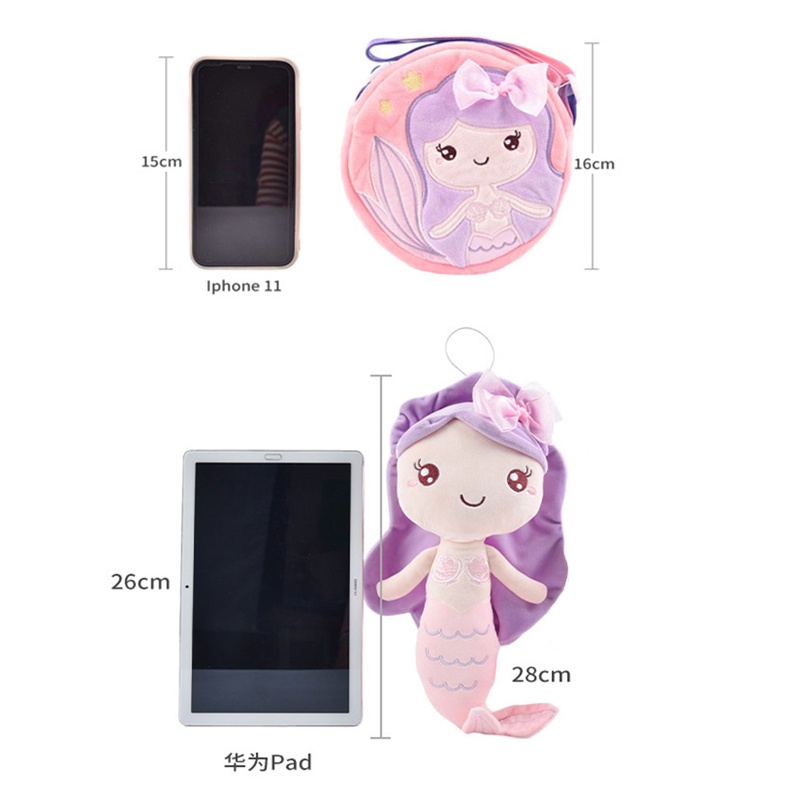 Cute Cartoon Mermaid Series Plush Toys and Shoulder Bag For Baby Kids ...