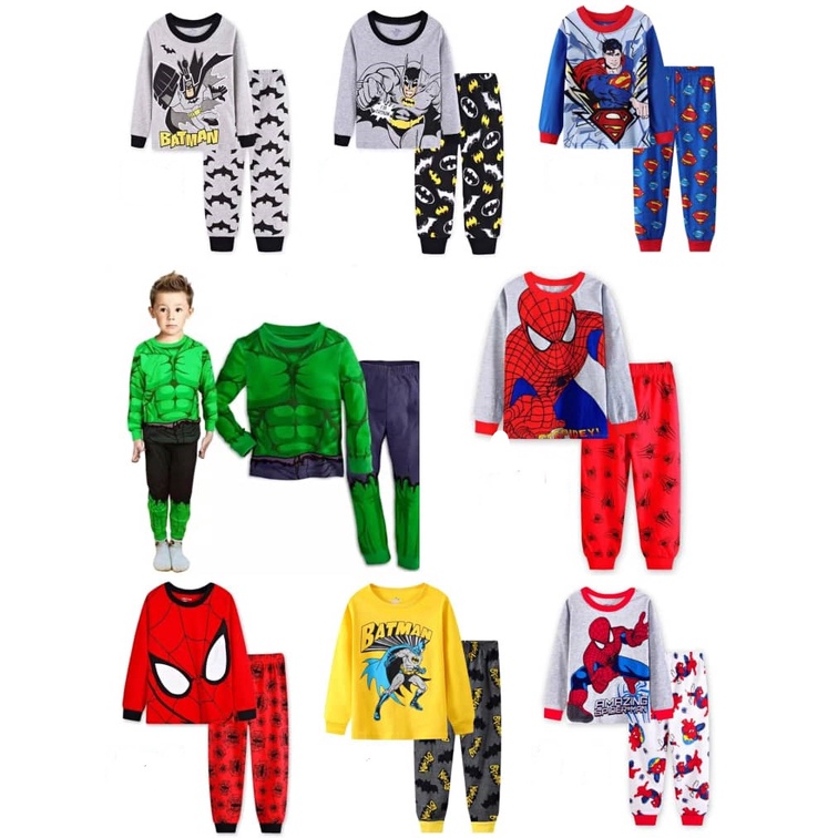 HULK Batman Superman Spiderman Cotton Pajamas Superhero Boy Pyjamas Set ...