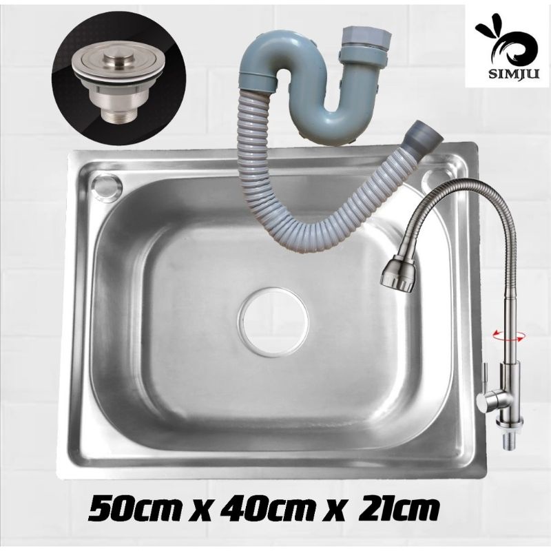 SIMJU Stainless Steel Single Sink Bowl /Sinki Dapur / Barang Dapur ...