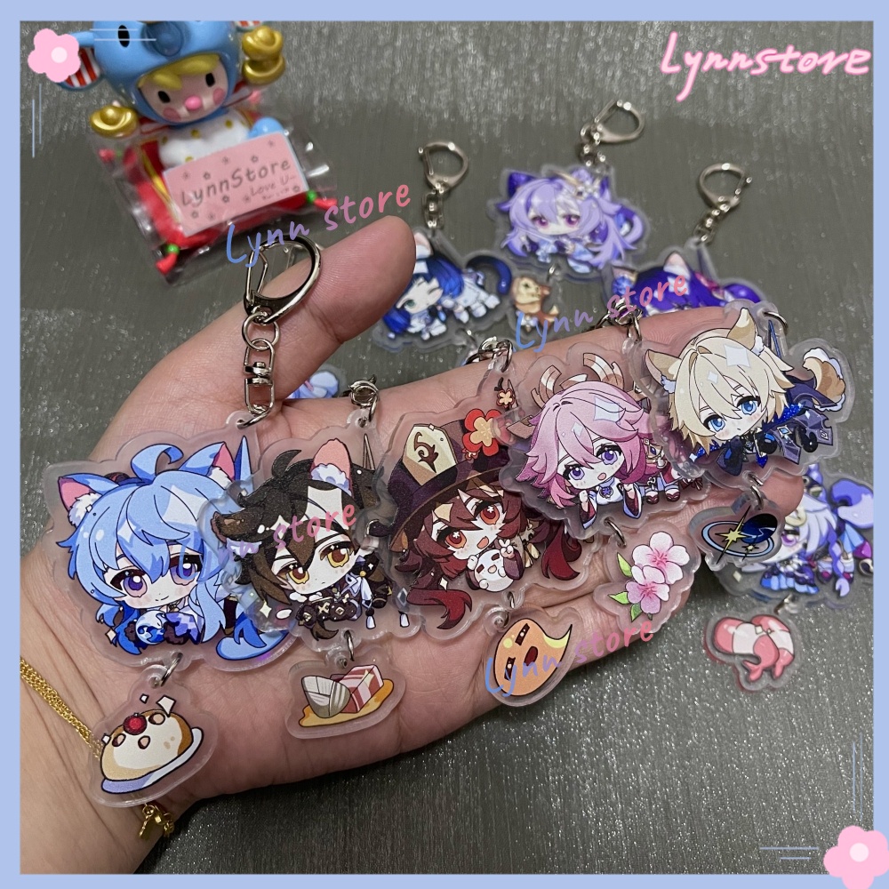 Hot Game Anime Genshin Impact Keychain Traveler Hutao Dainsleif Yelan ...