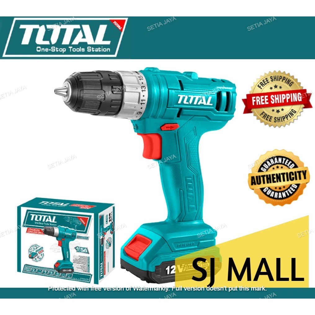 TOTAL TDLI1211 Cordless Drill 12V Li-ion [SJ MALL] | Shopee Malaysia