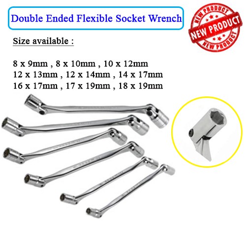 FLEXIBLE DOUBLE END SOCKET WRENCH 6 POINT NUT HEAD | Shopee Malaysia
