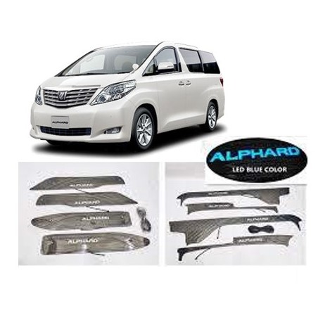 Toyota Alphard 2008 - 2014 BLACK / SILVER CHROME Side SILL Plate/Door ...