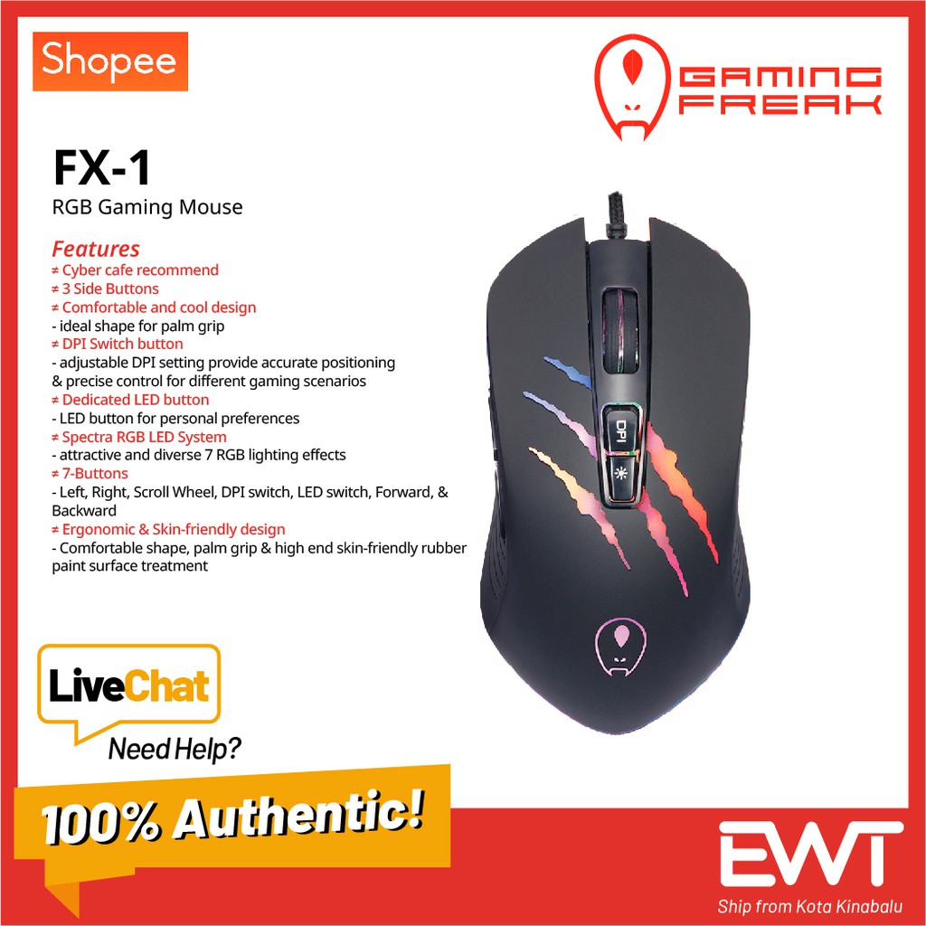 Gaming Freak RGB Gaming Mouse FX-1 | FX-2 | FX-3 | FX-4 100% ORIGINAL! | Shopee Malaysia