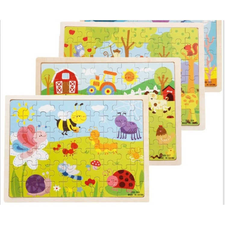 60PCS Kids Wooden Puzzle Kids Puzzle Children Puzzle Kayu Kanak-Kanak ...
