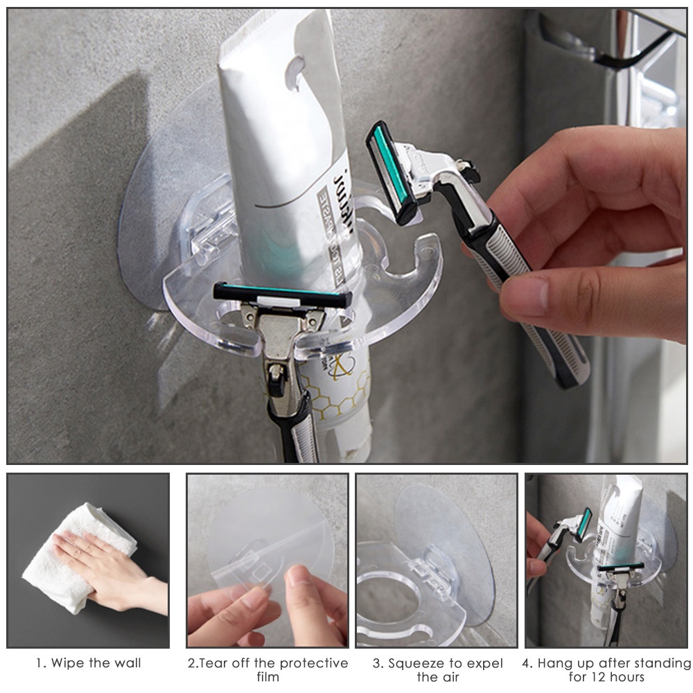 【HG】Self-adhesive Wall-mounted Toothpaste Dispenser Storage Rack ...