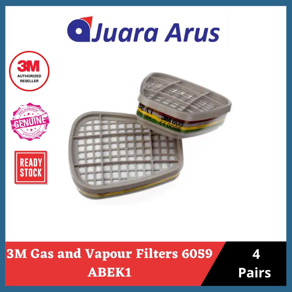 3M 6059 Gas and Vapour Filters ABEK1/ 6006 Discontinued (4 Pairs/ Box ...