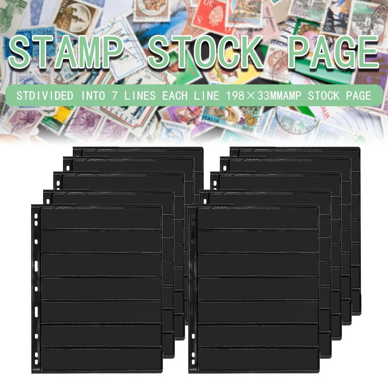 10PCS Stamps Grid Stamp Page Collection Stamps Holders of Stamp Album PVC loose-leaf Inners of ...