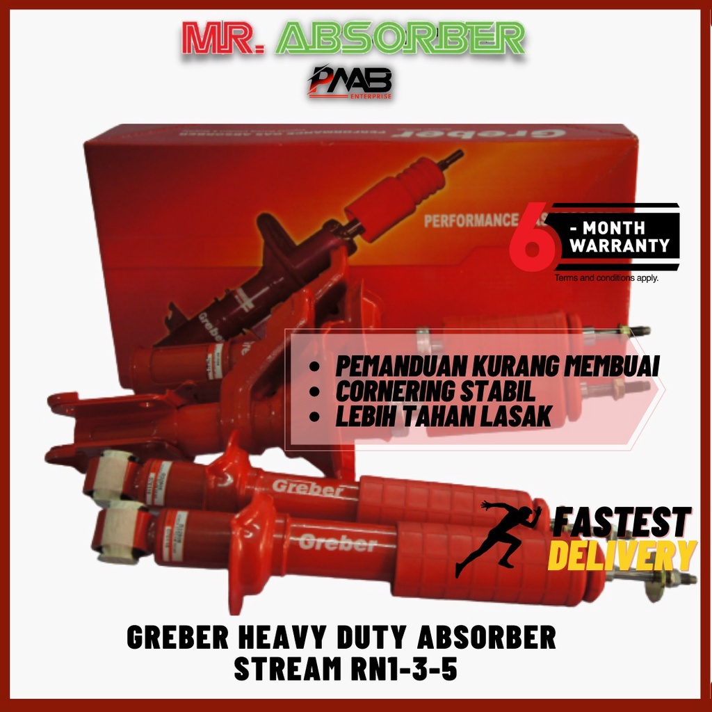 ABSORBER HEAVY DUTY GREBER HONDA STREAM RN1,3-5 01-07 | Shopee Malaysia