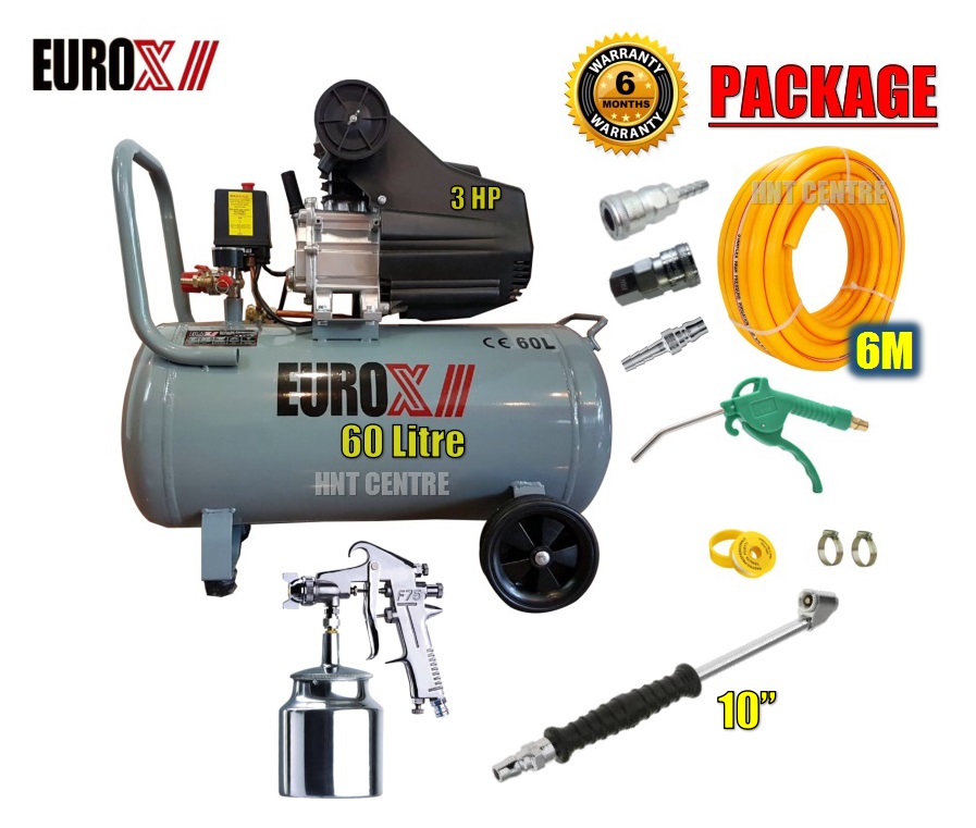 EUROX EUROPOWER AIR COMPRESSOR 3HP 60L EAX-3060 (PREMIUM PACKAGE) EAW-3060G | Shopee Malaysia