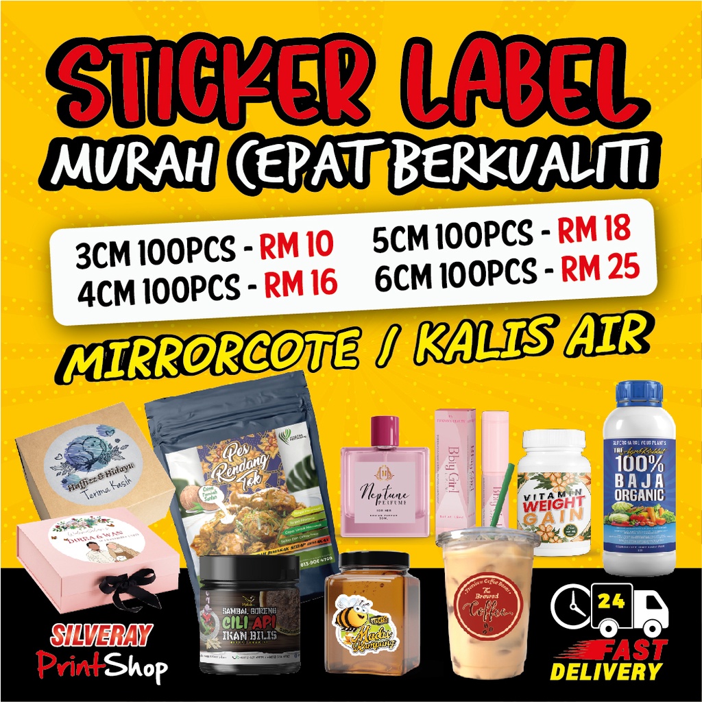 Sticker Label - Produk, Event, Gift, Kahwin - Mirrorkote & Kalis Air ...