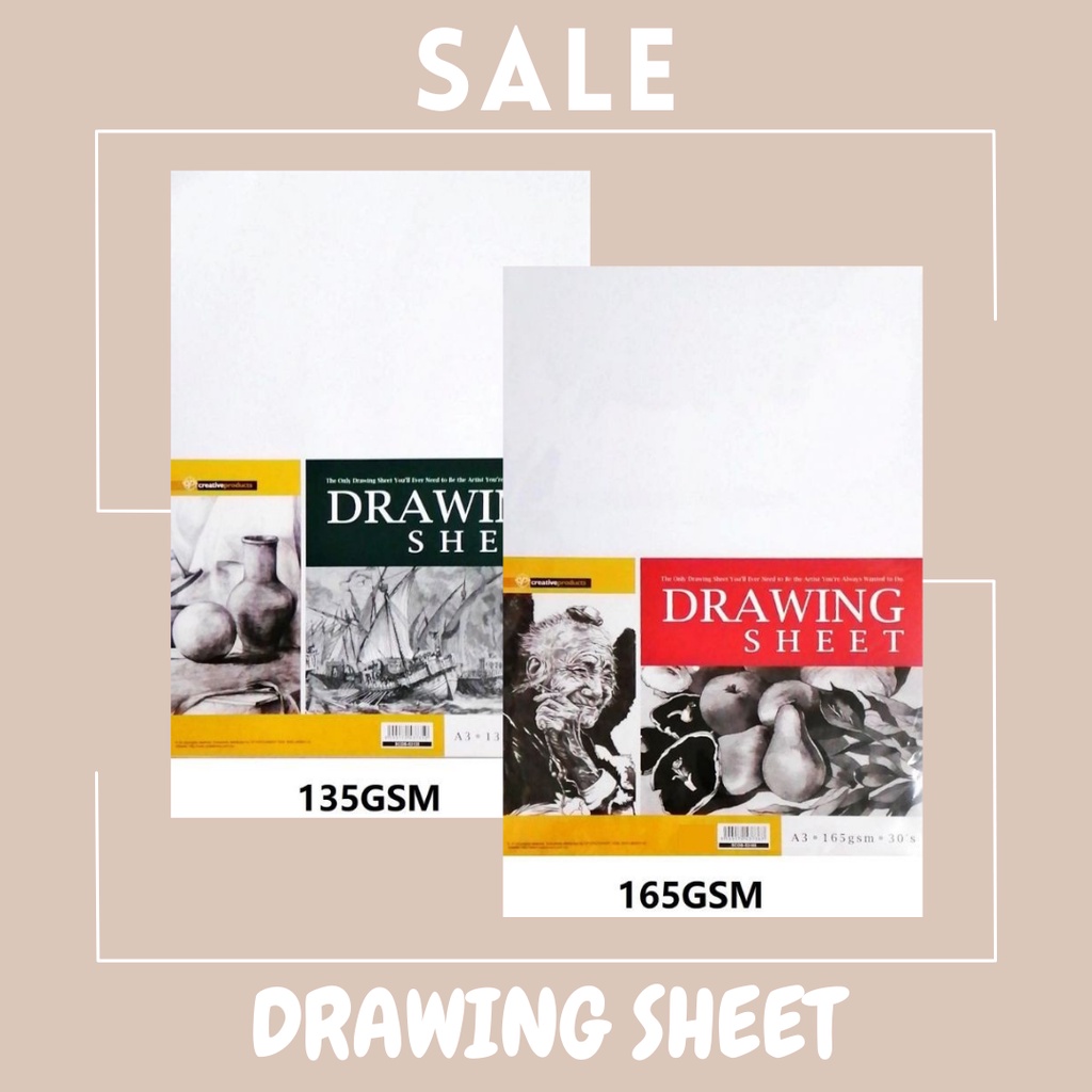 CREATIVE PRODUCT DRAWING BLOCK A3/DRAWING SHEET 135GSM / 165GSM 30SHEET ...