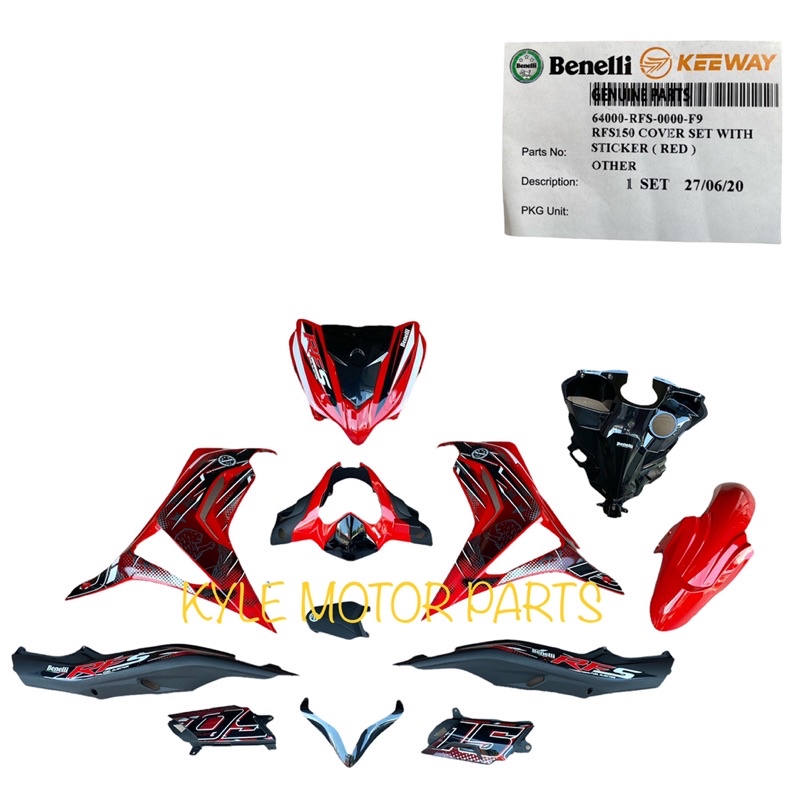 BENELLI RFS150 V1 BODY COVER FULL SET WITH STICKER RED ORIGINAL 100% ...