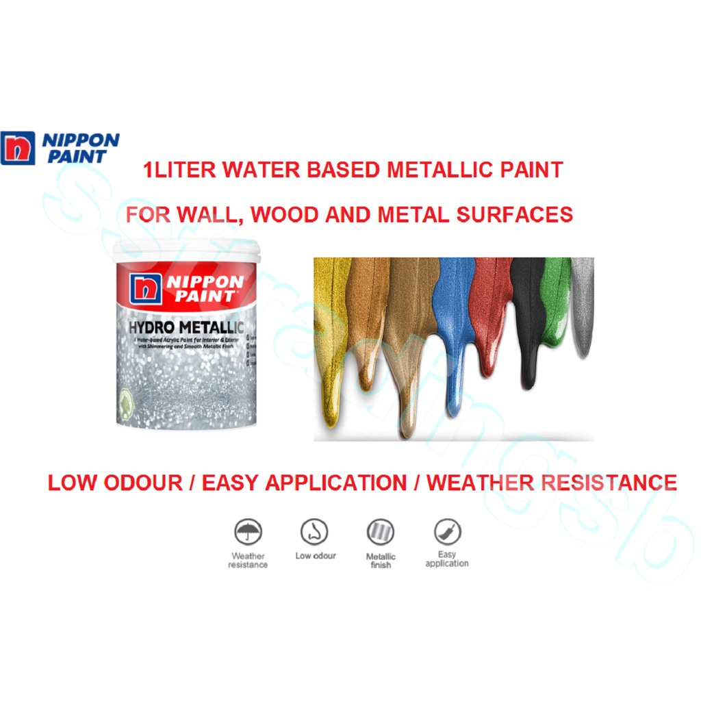 NIPPON HYDRO METALLIC PAINT 1 LITER / 1L WATER BASE METALLIC PAINT ...
