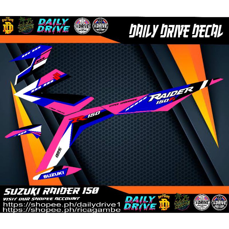 Suzuki Raider 150 Fi Decal Sticker ( pink design) | Shopee Malaysia
