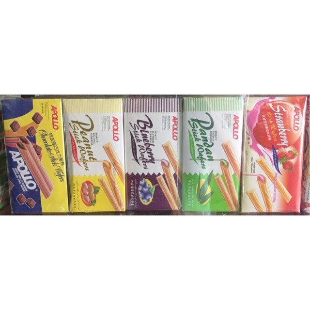 Apollo Wafer Sticks (Chocolate, Strawberry, Peanut, Blueberry, Pandan ...