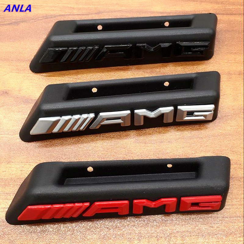 1 Pcs Car Front Bumper Grille Badge Logo Sticker for Mercedes-Benz AMG ...