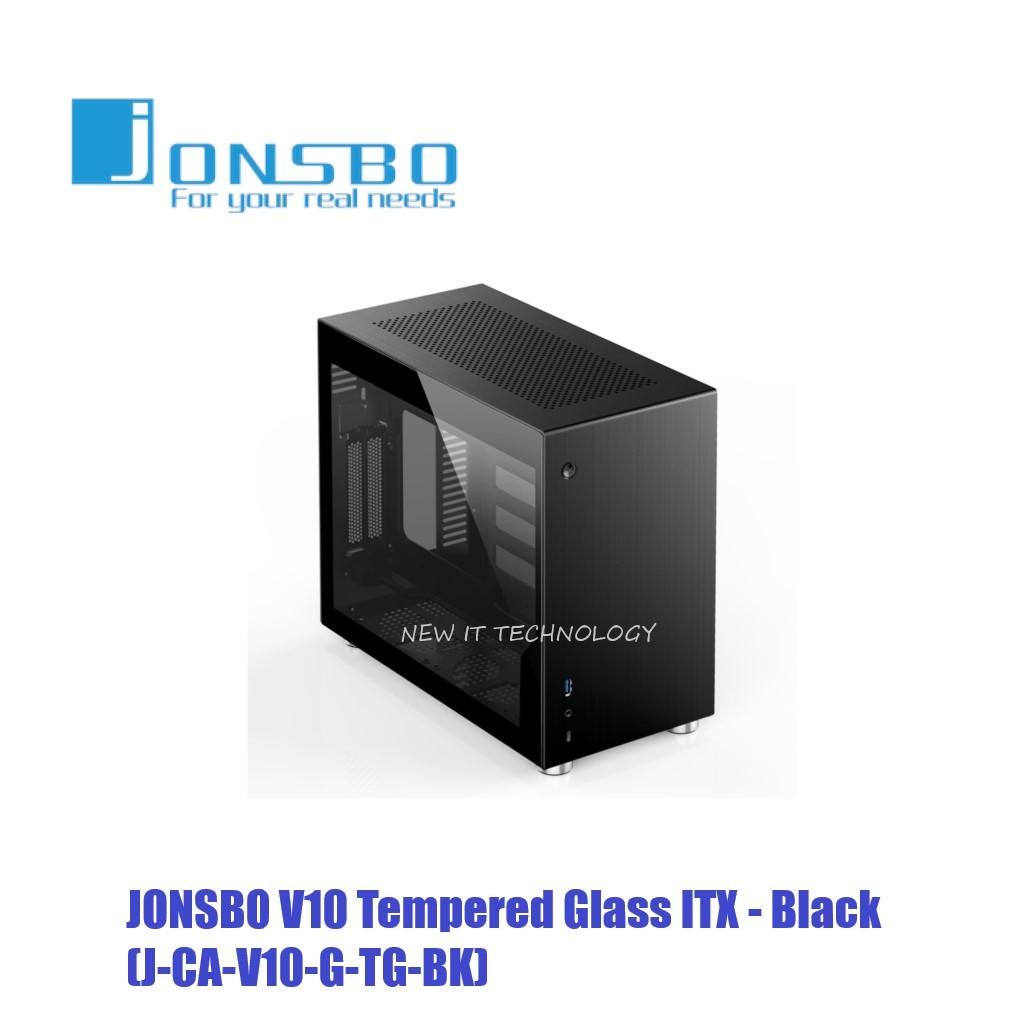 JONSBO V10 Silver Solid & Black Solid / Tempered Glass ITX Silver ...