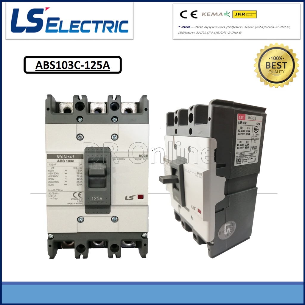 LS (METASOL) MOLDED CASE CIRCUIT BREAKER MCCB, 3 POLE ~ 37KA ~ 20 - 100A, (ABS103C) | Shopee ...