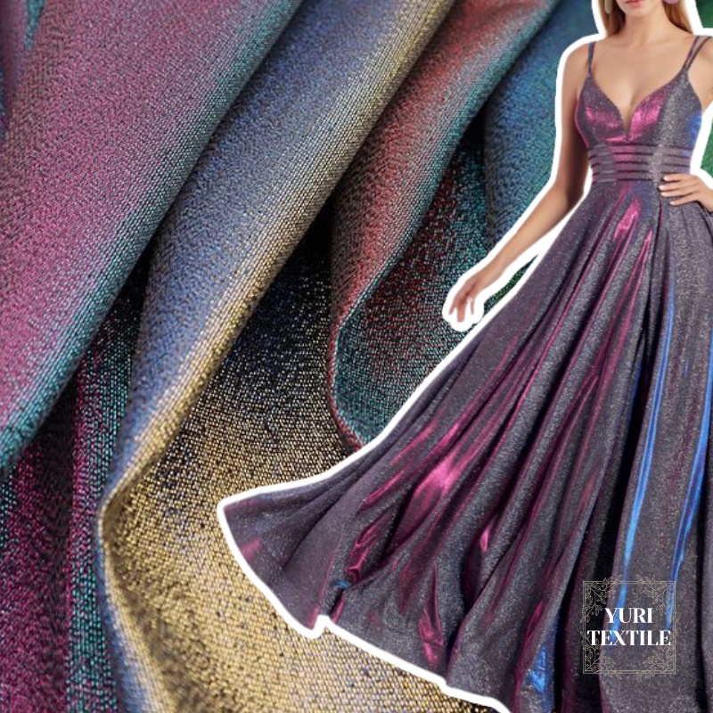 Exclusive Metallic Fabric with Rainbow Tone Shiny Reflective / Kain ...