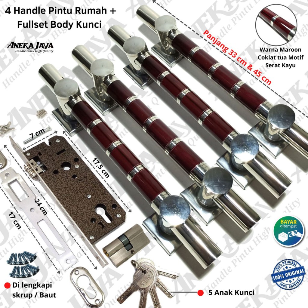 A set of house door handles 33 cm & 45 cm long / House door pull ...